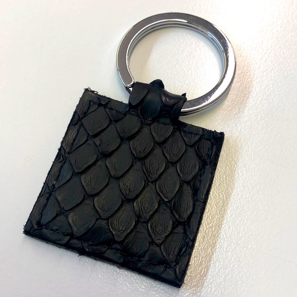 Black Authentic Python New Key Chain - Gem
